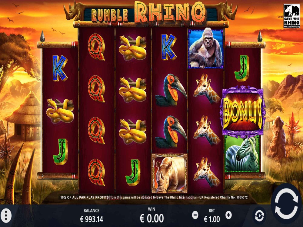 Rumble Rhino by Aristocrat Interactive - GamblersPick
