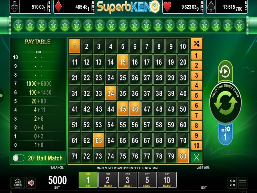 Superb Keno by Amusnet Gaming - GamblersPick